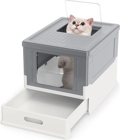 Costway Skládací box na stelivo s víkem a výsuvným tácem a předním vstupem