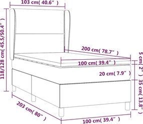 Box spring postel s matrací černá 100 x 200 cm textil 3128423