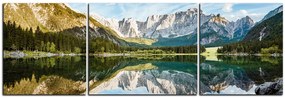 Obraz na plátně - Alpské štíty odrážející se v klidném jezeře - panoráma 5157C (120x40 cm)