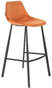 OnaDnes -20% Oranžová sametová barová židle DUTCHBONE Franky 80 cm
