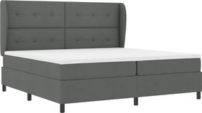 Postel s boxspringem s čelo Tmavě šedá 200 x 200 cm textil 3340586