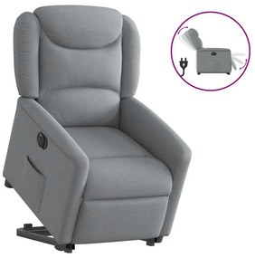 Elektrické zvedací polohovací křeslo světle šedé textil 3303214