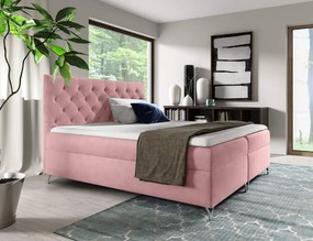 Boxspringová postel, 160x200, růžová látka Velvet, GULIETTE + dárek