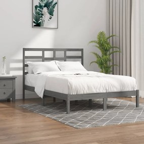 Rám postele šedý masivní dřevo 140 x 190 cm,  3105777