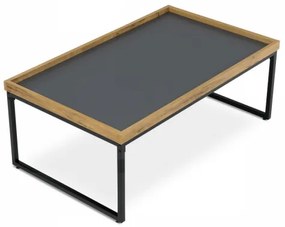 Konferenční stolek šedý s dekorativní hranou divoký dub černý kov CT-611 OAK