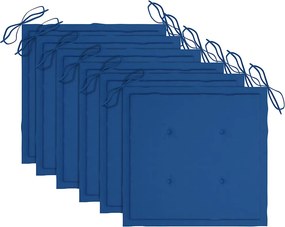 Zahradní židle 6 ks královsky modré podušky masivní teak 3073041