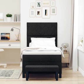 Postel s boxspringem s čelo Černá 100 x 200 cm textil 3344123