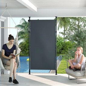 Outsunny vertikální balkonová roleta 150 x 220-310 cm s klikou, balkonová zástěna z polyesteru odolná proti povětrnostním vlivům v tmavě šedé barvě p…