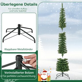 Costway Umělý vánoční stromek s LED světly Tenký vánoční stromek s osvětlením