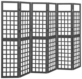 6dílná dělicí stěna / treláž masivní jedle černá 242,5 x 180 cm 316485