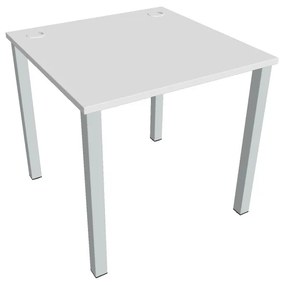 Stůl pracovní rovný 80 cm - Hobis Uni US 800 Dekor stolové desky: bílá, Barva nohou: Stříbrná