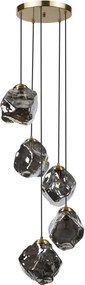 Lustr na lanku CRISTAL 5xE14/15W/230V mosaz/kouřová černá