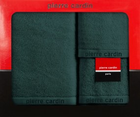 BAVLNĚNÝ RUČNÍK PIERRE CARDIN EVI SADA 3KS 30X50 CM, 50X90 CM, 70X140 CM TMAVĚZELENÁ