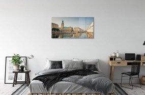 akrylový obraz Německo Hamburg River katedrála 100x50 cm