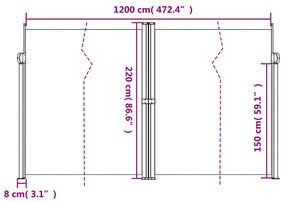 Zatahovací boční markýza antracitová 220 x 600 cm,  4004868
