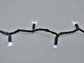 Venkovní LED vánoční řetěz, černý kabel, studená bílá, 10m, 100 LED