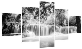 Černobílý obraz vodopádů (125x70 cm)