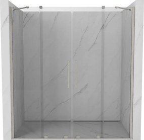 Mexen Velar Duo, posuvné sprchové dveře do otvoru 200 cm, 8mm čiré sklo, broušená ocel, 871-200-000-02-97