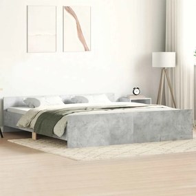 Rám postele s hlavovým a nožním čelem betonově šedý 200x200 cm 3203736