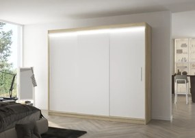 Posuvná skříň s LED osvětlením ANTOS 250 sonoma – bílá