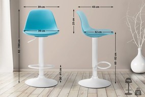 Barová židle Kiel umělá kůže bílá konstrukce – modrá