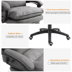 Ergonomická masážní kancelářská židle Vinsetto s výsuvnou podnožkou, výškově nastavitelná, černá pro pohodlí v kanceláři | Aosom.de