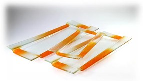 BDK-GLASS Skleněný obdélníkový tácek ZOOM oranžový Rozměr: 30x15cm