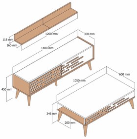 Obývací stěna Valencia (ořechová + bílá). 1089315