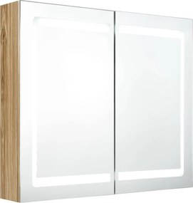 LED koupelnová skříňka se zrcadlem dub 80 x 12 x 68 cm 326515