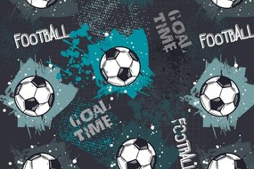 Samolepící tapeta fotbalový míč v tyrkysovém - 225x150 cm