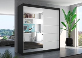 Šatní skříň s posuvnými dveřmi Olivier - 200 cm Barva: Bílá/Černá