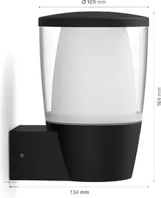 WiZ Elpas černé / Venkovní nástěnné svítidlo / LED / Wi-Fi / RGB / IP4