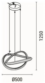 LED Lustr na lanku SATURN LED/38W/230V 3000K 50x120 cm