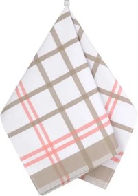Bellatex Kuchyňská utěrka 1 ks 50x70 cm Kostka Růžová,Béžová