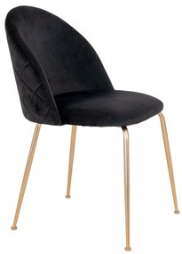 House Nordic Jídelní židle v sametové barvě, černá s mosaznými nohami, HN1207
