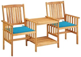Zahradní židle s čajovým stolkem a poduškami 2ks akáciové dřevo,  3061279