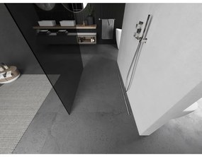 Mexen Kioto, sprchová zástěna Walk-In 130 x 200 cm, 8mm šedé sklo, broušená ocel profil, 800-130-002-97-40