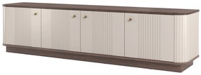 TV stolek Vesper 4D 187 cm - kašmír / ořech / zlaté úchyty