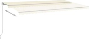 Ručně zatahovací markýza s LED světlem 600 x 300 cm krémová 3068962