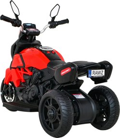 Ramiz Motorka Fast Tourist na baterie pro děti červená + audio + světla + ekokůže