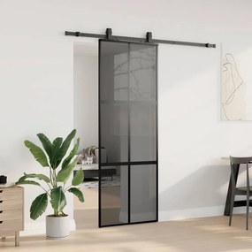 Posuvné dveře se sadou kování černé 76x205 cm Tvrzené sklo 3375886