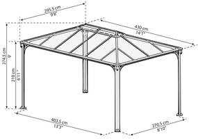 Zahradní hliníkový altán Palram Martinique 4300