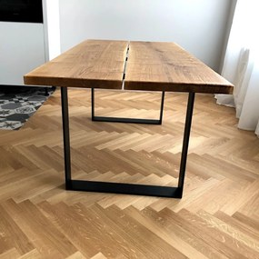 KULHÁNEK Designový stůl ze 2 ks fošen Velikost desky: 300x100 cm, Odstín podnože: antracit - RAL 7016