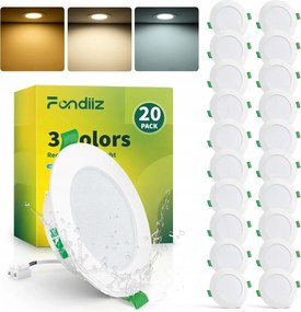 Fondiiz Sada 20 Led bodových reflektorů 230 V, 6 W, 700 lm, teplá bílá