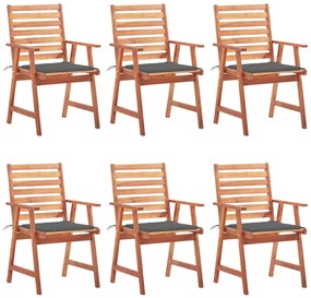 Zahradní jídelní židle 6 ks s poduškami masivní akáciové dřevo,  3078347
