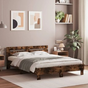 Rám postele s čelem a LED osvětlením kouřový dub 140 x 190 cm 3207564