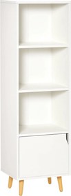 HOMCOM Knihařská skříň s 3 otevřenými policemi a zásuvkou, moderní knihovna pro úložné prostory na hračky, CD a rostliny 40x30x129,5 cm Bílá | Aosom