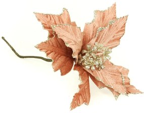 Květina umělá vazbová vánoční s glitry VK-1244, sada 6ks Min množ.