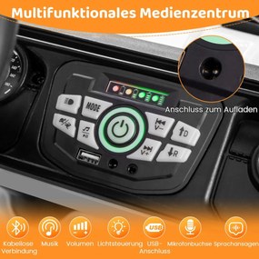 Costway Dětské elektrické auto s 2,4 G dálkovým ovládáním a USB a světlem – bílý
