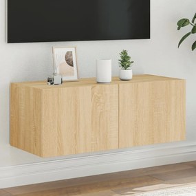 vidaXL Nástěnná TV skříňka s LED osvětlením 80 x 35 x 31 cm [837283] Barva: dub sonoma